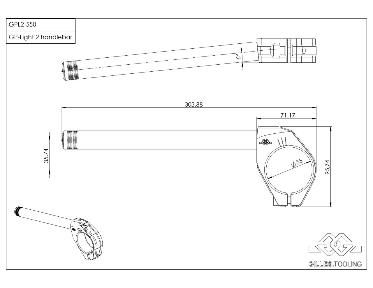 Lenker GP-LIGHT 2 550 schwarz | GPL2-550.b